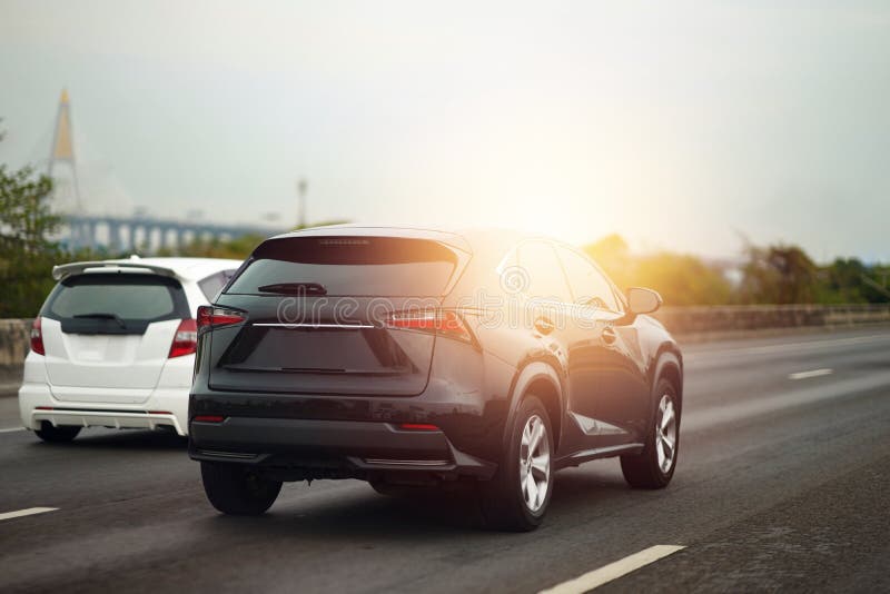 Hatch Back Car in Motion on Sky Highway Stock Photo - Image of modern ...