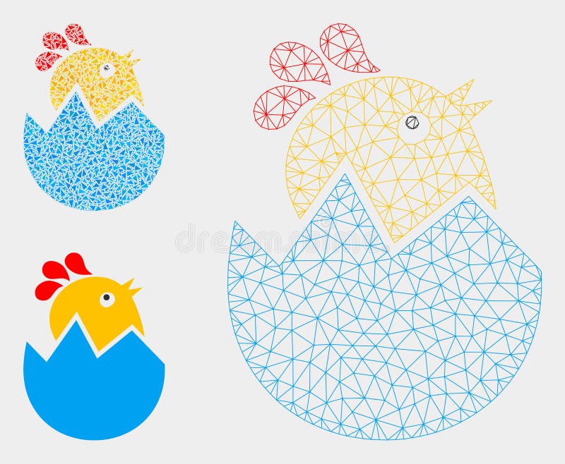 Hatch Chick Vector Mesh Wire Frame Model and Triangle Mosaic Icon Stock ...