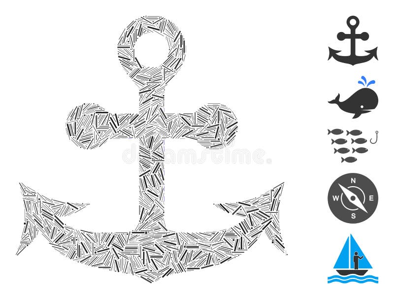 Hatch Collage Anchor Icon stock illustration. Illustration of navy ...