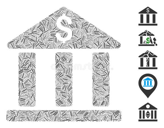 Hatch Collage Bank Building Icon Stock Illustration - Illustration of ...
