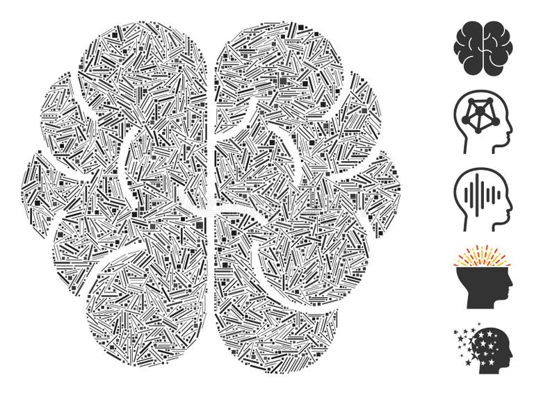 Hatch Collage Brain Icon stock illustration. Illustration of brain ...