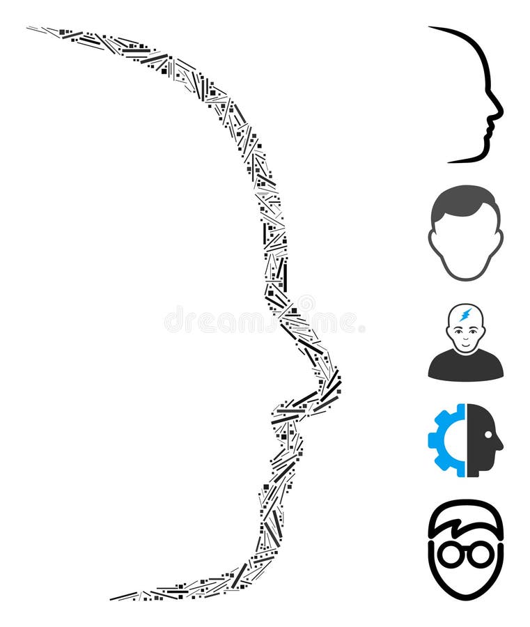Hatch Collage Contour Face Profile Icon Stock Illustration ...