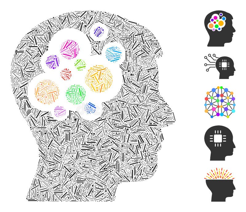 Hatch Collage Creative Brain Icon Stock Illustration - Illustration of ...