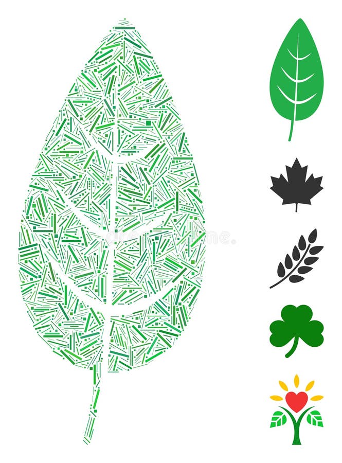 Hatch Collage Flora Leaf Icon Stock Illustration - Illustration of line ...