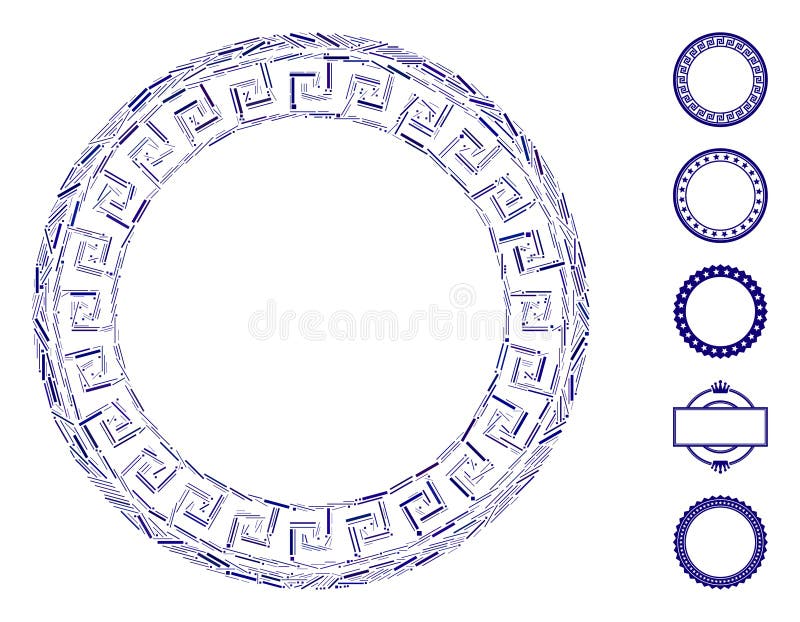 Hatch Collage Greek Classic Round Frame Icon Stock Illustration ...