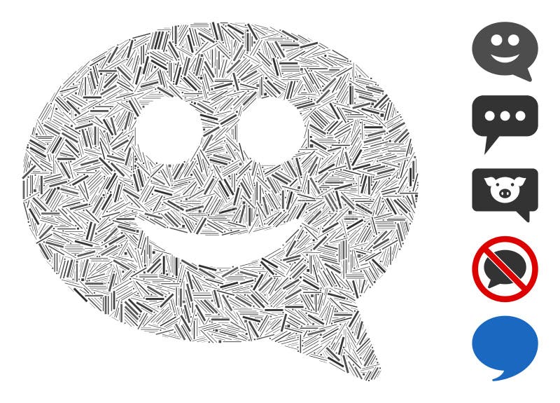 Hatch Collage Happy Chat Message Icon Stock Illustration - Illustration ...