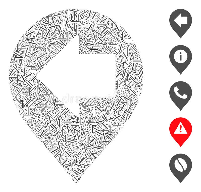Hatch Collage Left Arrow Marker Icon Stock Illustration - Illustration ...