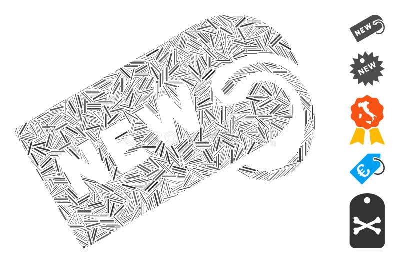 Hatch Collage New Tag Icon stock illustration. Illustration of badge ...