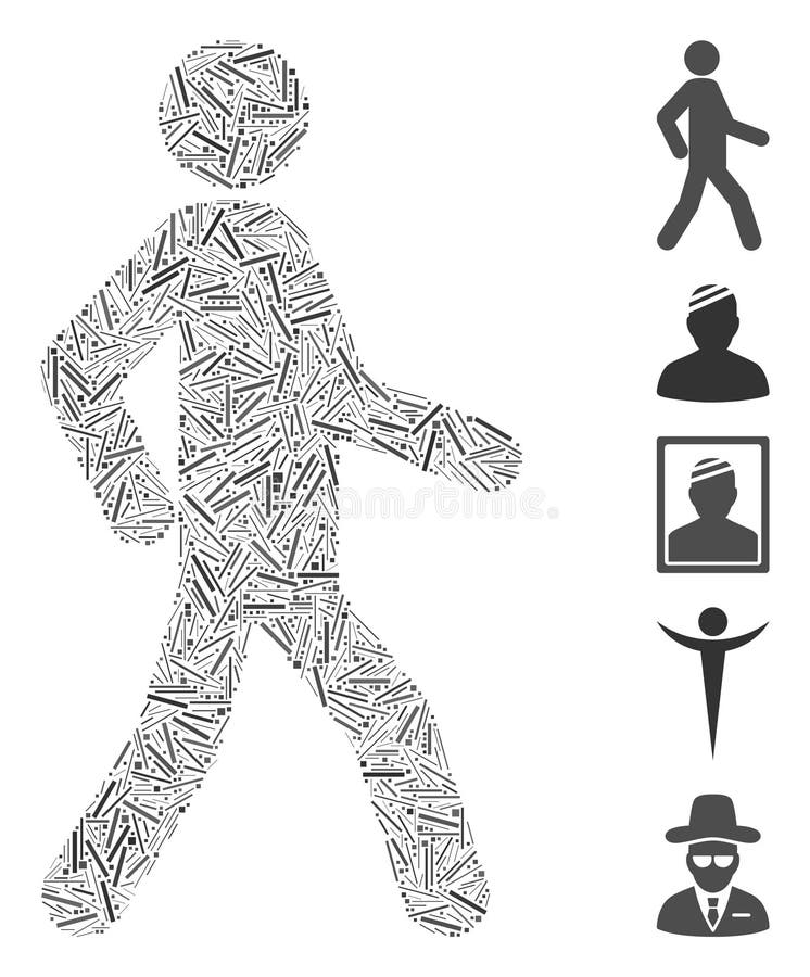 Hatch Collage Walking Man Icon Stock Illustration - Illustration of ...