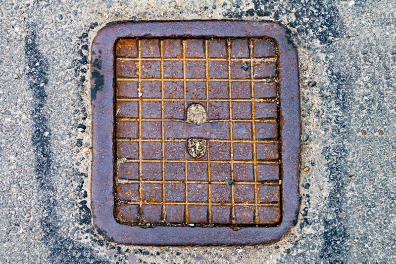 Hatch Cover, City Drain on the Road, City Sewerage Stock Image - Image ...