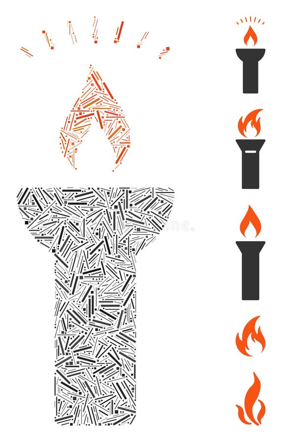 Hatch Fire Torch Light Icon Vector Mosaic Stock Illustration ...