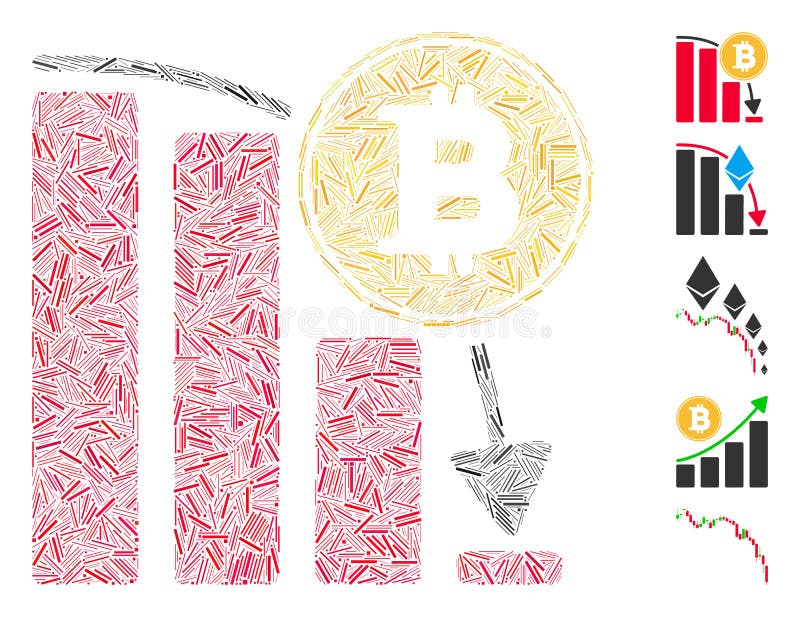 Hatch Mosaic Bitcoin Falling Chart Icon Stock Illustration ...