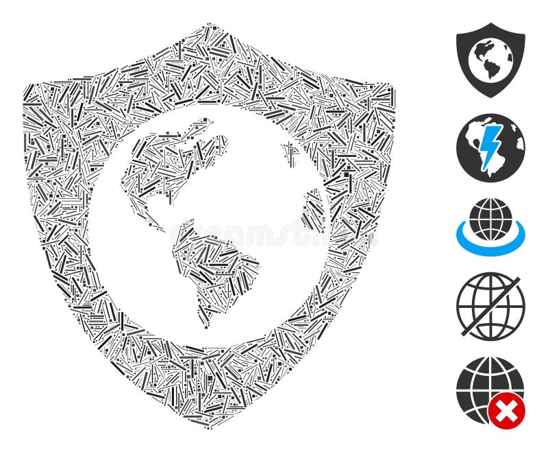 Hatch Mosaic Earth Shield Icon Stock Illustration - Illustration of ...
