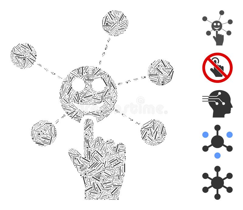 Hatch Mosaic Hand Click Smile Network Icon Stock Illustration ...