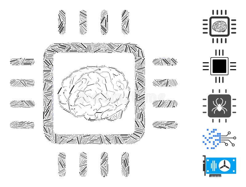 Hatch Mosaic Neural Chip Icon Stock Illustration - Illustration of ...