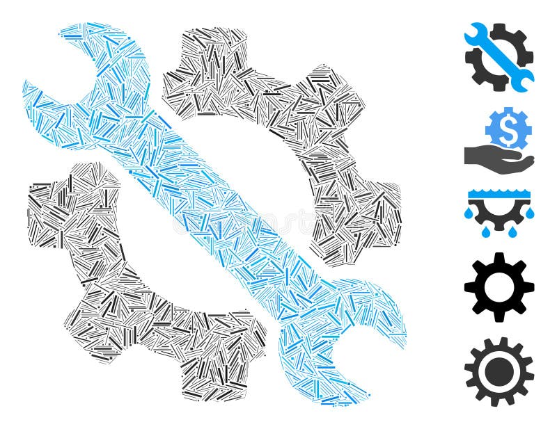 Hatch Mosaic Wrench and Gear Setup Tools Stock Illustration ...