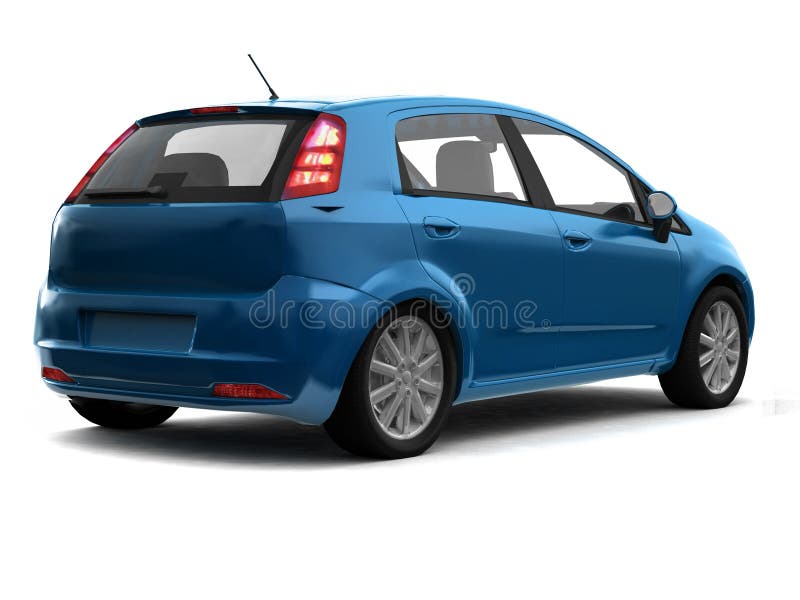 Hatchback Blue Car Back View Stock Illustration - Illustration of ...