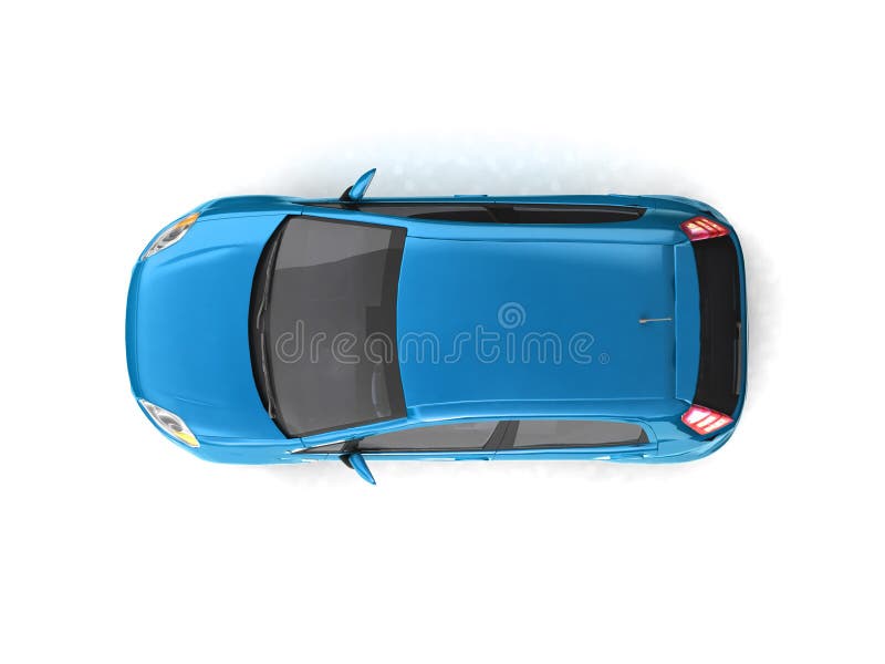 Hatchback Blue Car Top View Stock Illustration - Illustration of ...