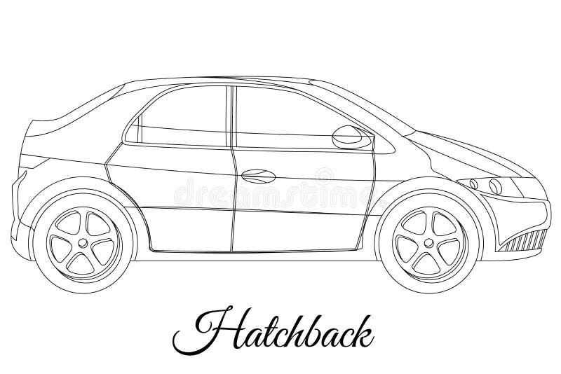 Hatchback Car Body Type Outline Stock Vector - Illustration of coloring ...