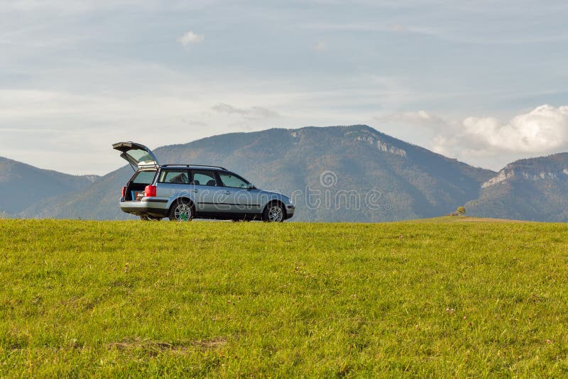 Hatchback Car on the Top of the Hill Stock Image - Image of landscape ...