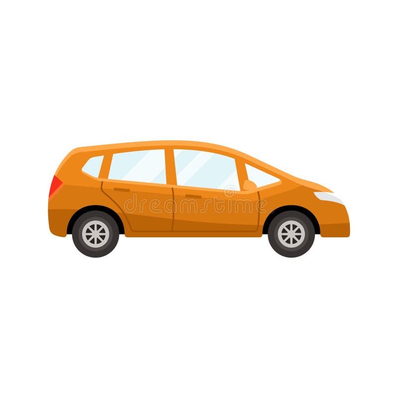 Hatchback Car Yellow Coloured Flat Style Vector Illustration Stock ...