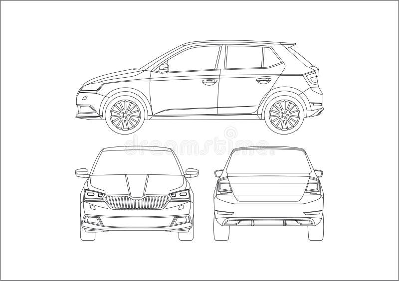Car Hatchback Drawing Outlines Not Converted To Objects Stock Vector ...