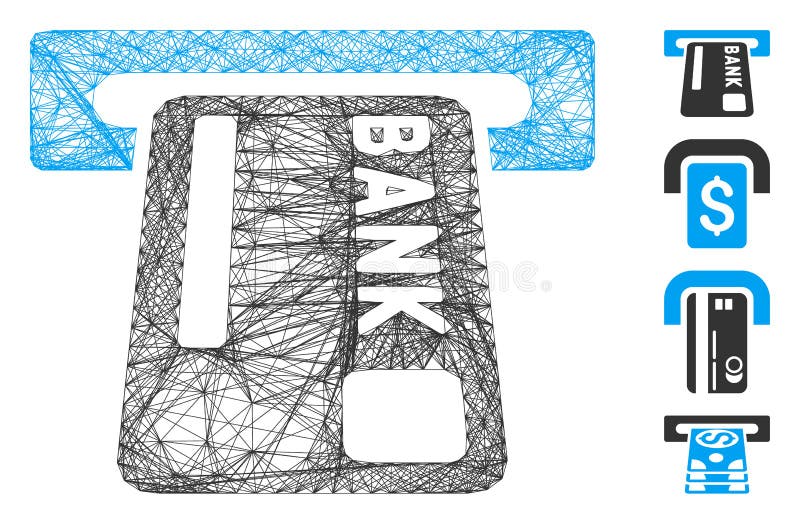 Hatched ATM Terminal Vector Mesh Stock Vector - Illustration of debit ...