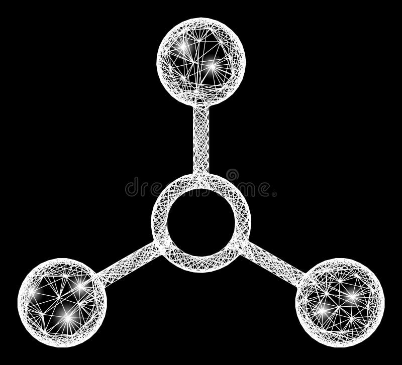 Hatched Atom Links Web Mesh with Bright Glitter Dots Stock Vector ...