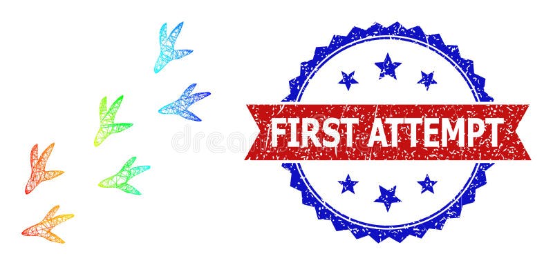 Hatched Bird Steps Web Mesh Icon with Rainbow Gradient and Textured ...