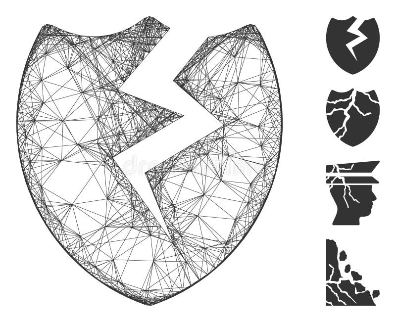 Hatched Broken Shield Vector Mesh Stock Illustration - Illustration of ...