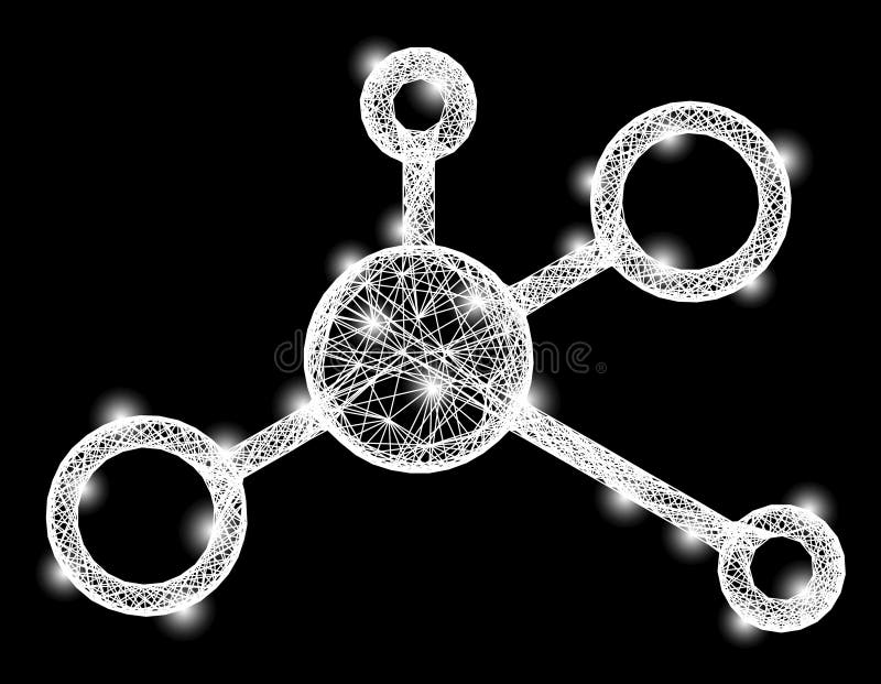 Hatched Central Hub Mesh with Bright Flares Stock Vector - Illustration ...