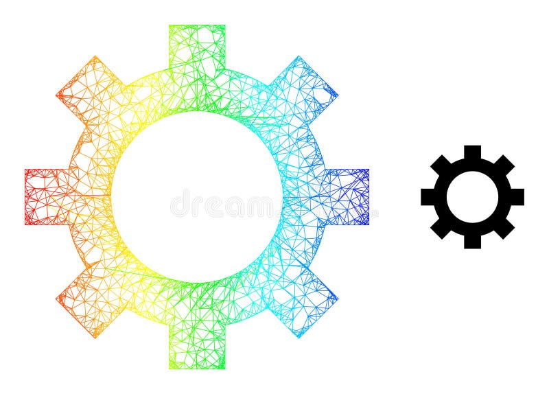 Hatched Cog Web Mesh Icon with Rainbow Gradient Stock Vector ...
