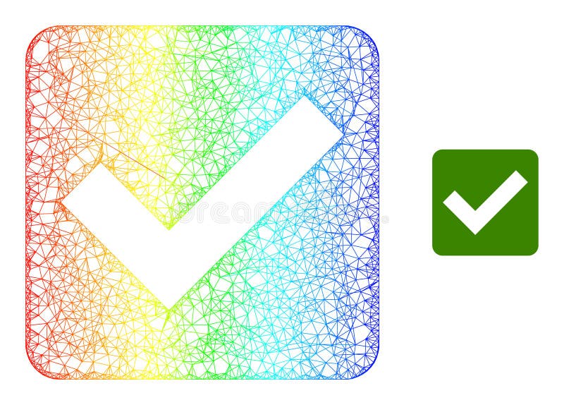 Hatched Confirm Checkbox Mesh Icon with Rainbow Gradient Stock Vector ...