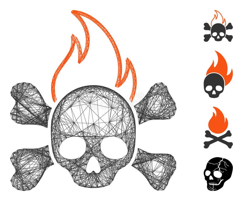 Hatched Death Fire Vector Mesh Stock Vector - Illustration of skull, network: 215366128