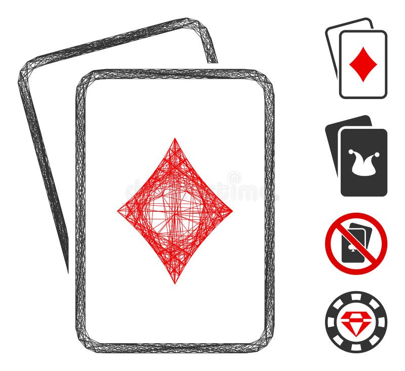 Diamonds Gambling Card Vector Mesh 2D Model and Triangle Mosaic Icon ...