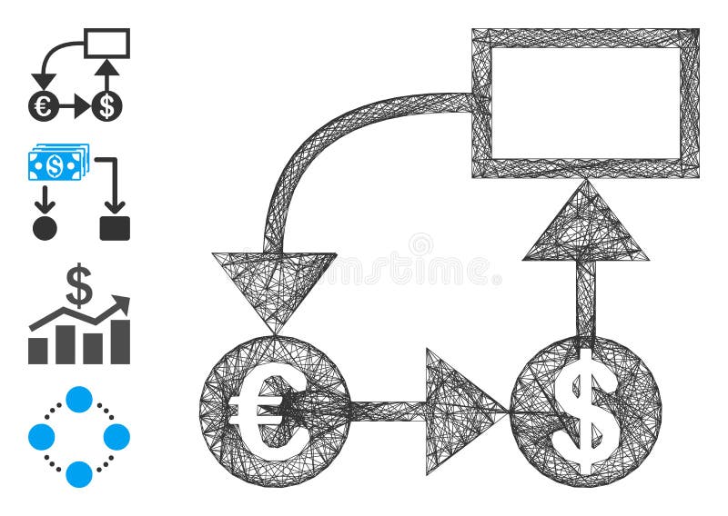 Hatched Euro and Dollar Flow Chart Vector Mesh Stock Vector ...