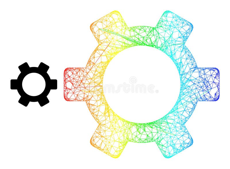 Hatched Gear Mesh Icon with Rainbow Gradient Stock Vector ...