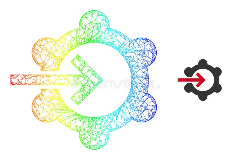 Hatched Gear Wheel Integration Mesh Icon with Spectrum Gradient Stock ...