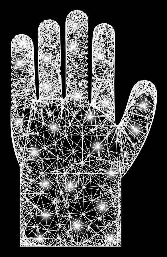 Hatched Hand Web Mesh with Bright Flares Stock Vector - Illustration of ...