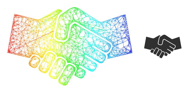 Hatched Handshake Web Mesh Icon with Spectral Gradient Stock Vector ...