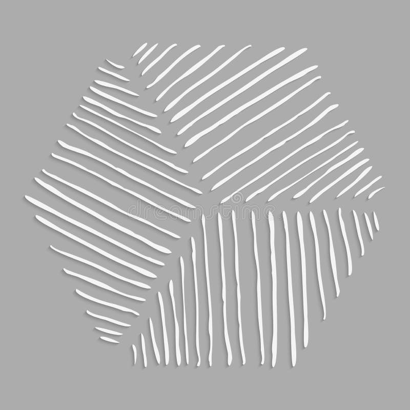 Hatched Hexagonal Shape Isolated on White Stock Vector - Illustration ...