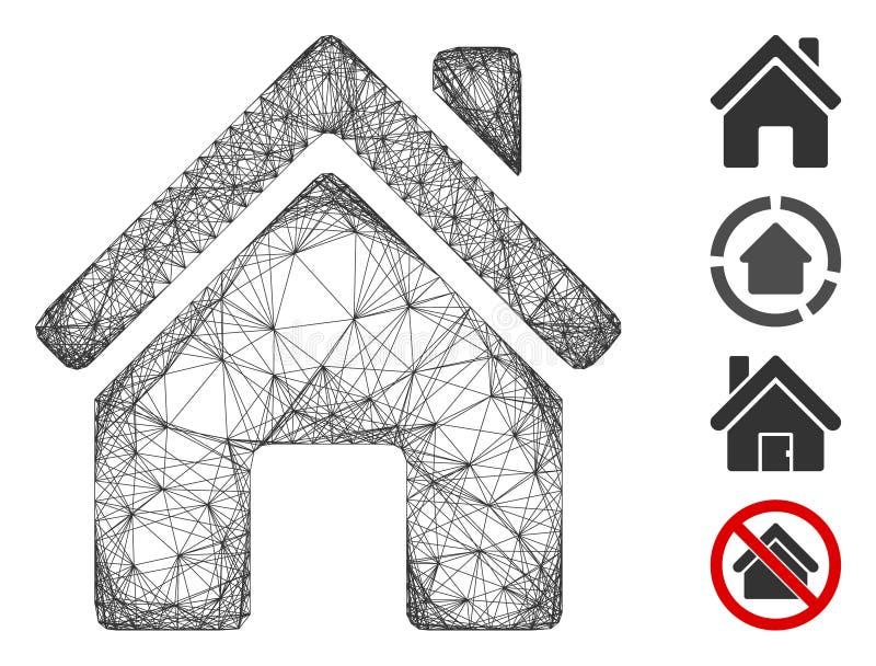 Hatched Home Building Vector Mesh Stock Vector - Illustration of ...