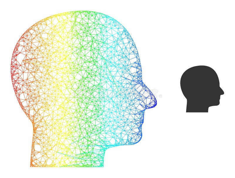 Hatched Human Head Web Mesh Icon with Spectrum Gradient Stock Vector ...