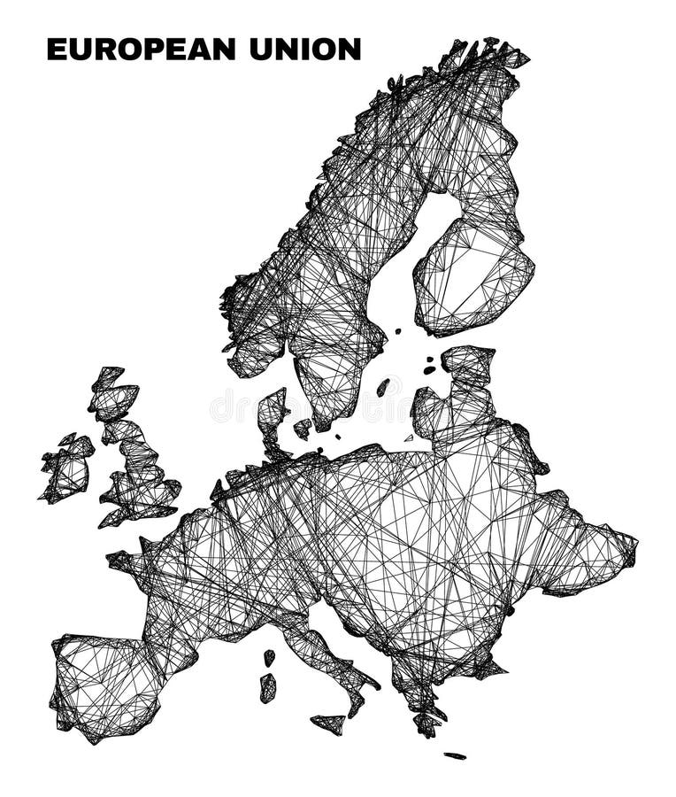 Hatched Irregular Mesh European Union Map Stock Vector - Illustration ...