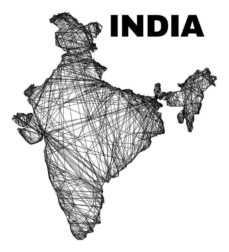 Hatched Irregular Mesh India Map Stock Vector - Illustration of nation ...