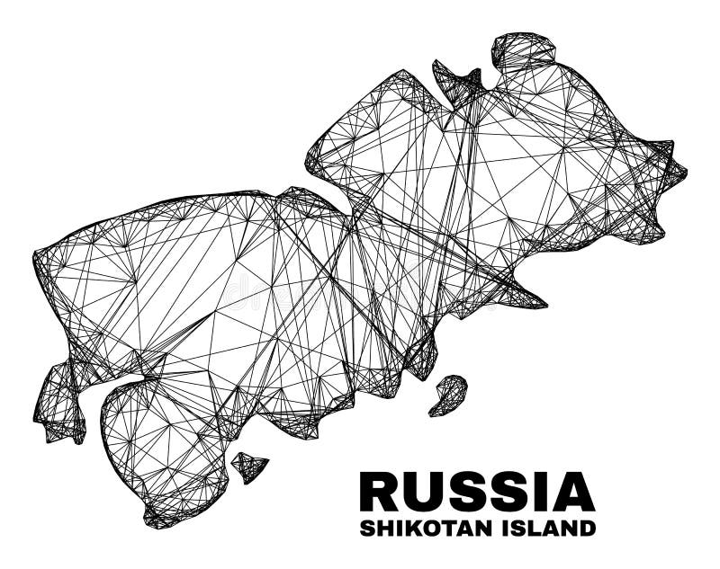 Hatched Irregular Mesh Shikotan Island Map Stock Vector - Illustration ...