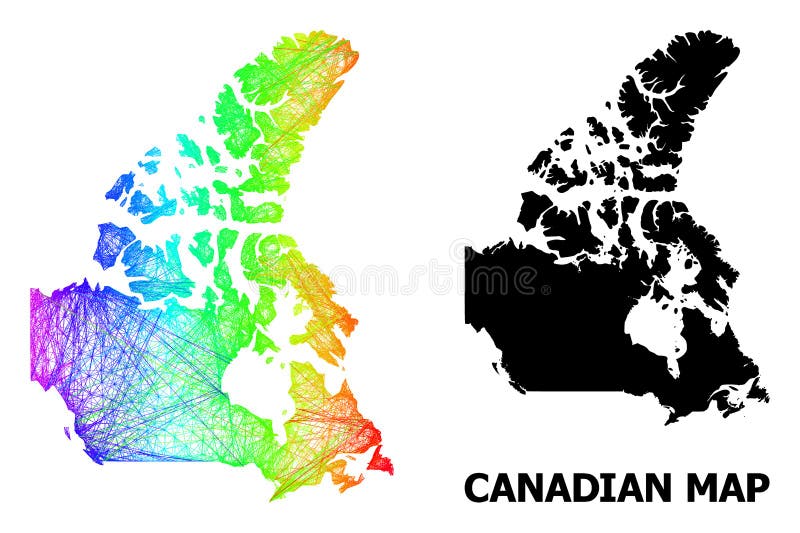 Hatched Map of Canada with Spectrum Gradient Stock Vector ...