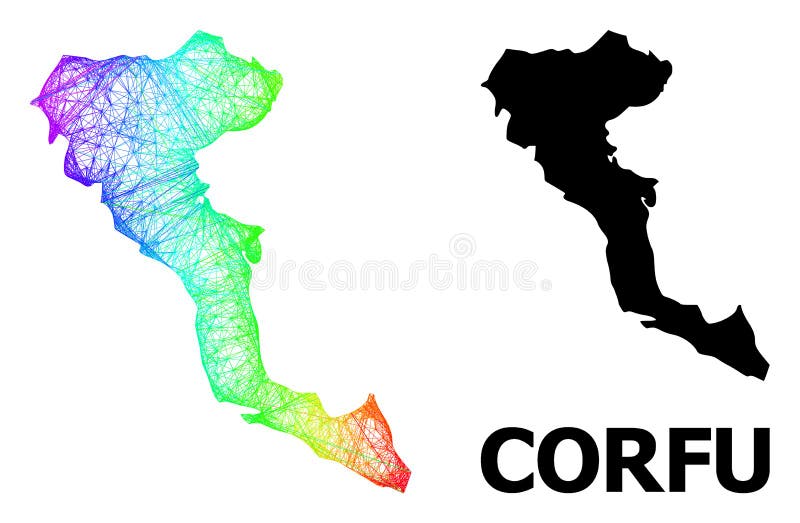 Hatched Map of Corfu Island with Spectral Gradient Stock Vector ...