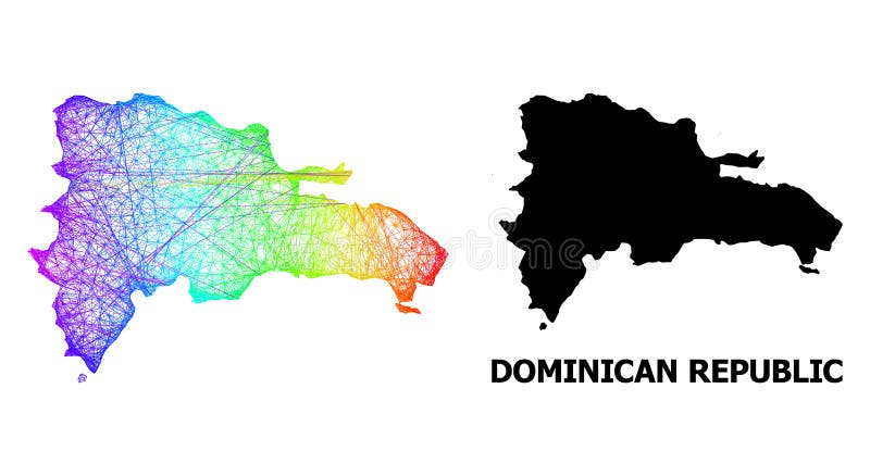 Hatched Map of Dominican Republic with Rainbow Colored Gradient Stock ...