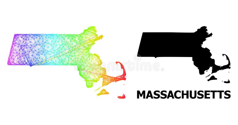 Hatched Map of Massachusetts State with Spectral Gradient Stock Vector ...